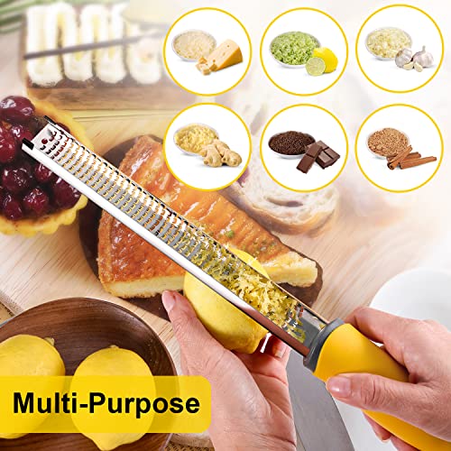 Dulcicasa Classic Zester and Grater - Professional Kitchen Lemon Zester for Lime, Cheese, Garlic, Ginger, Chocolate, Vegetables, Fruits, Dishwasher Safe (Narrow)