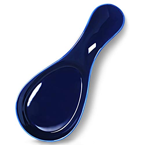 GDCZ Porcelain Spoon Rest - Large Spoon Holder Utensil Rest for Kitchen Counter Stove Top, Dishwasher Safe (Navy)