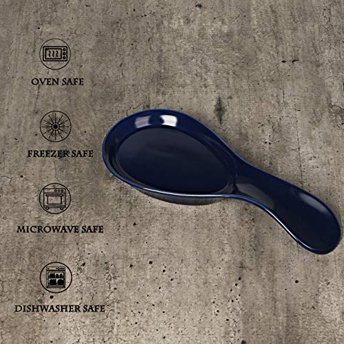 GDCZ Porcelain Spoon Rest - Large Spoon Holder Utensil Rest for Kitchen Counter Stove Top, Dishwasher Safe (Navy)