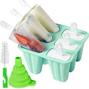 popsicle mould，popsicle molds 6 pieces silicone ice pop molds bpa free popsicle mold reusable easy release ice pop make (green)