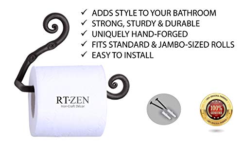 RTZEN Wrought Iron Bathroom Accessories Set, Decorative Bath Towel Bar, Set of 3 Decorative Hooks and Toilet Paper Holder