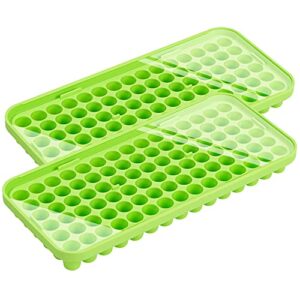 webake silicone ice cube tray with lid small ice nugget molds 90 grids mini tiny crushed ice trays 2 pack for chilled drinks, whiskey cocktails (stackable, bpa free)