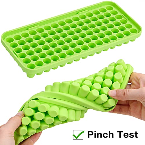 Webake Silicone Ice Cube Tray with Lid Small Ice Nugget Molds 90 Grids Mini Tiny Crushed Ice Trays 2 Pack For Chilled Drinks, Whiskey Cocktails (Stackable, BPA Free)