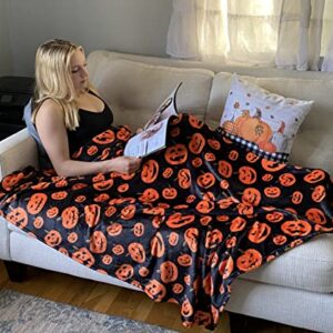 Serafina Home Halloween Throw Blanket: Spooky and Fun Jack's Family Pumpkin Print on Velvet Fleece for Sofa Bed Couch Chair Dorm