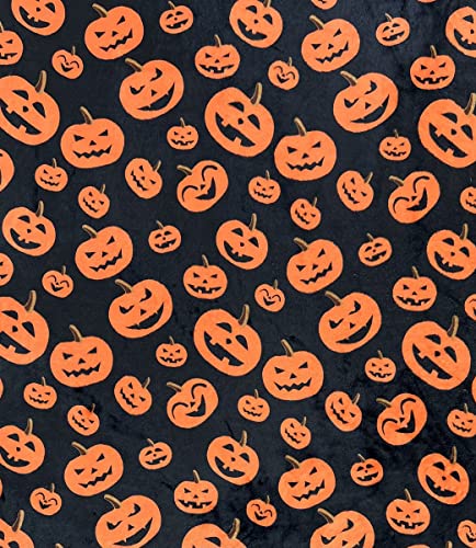 Serafina Home Halloween Throw Blanket: Spooky and Fun Jack's Family Pumpkin Print on Velvet Fleece for Sofa Bed Couch Chair Dorm