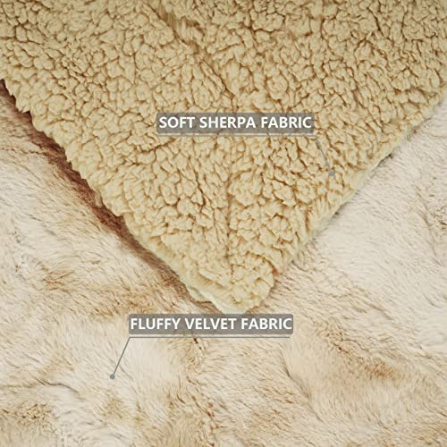 ST. BRIDGE Faux Fur Throw Blanket, Super Soft Lightweight Shaggy Fuzzy Blanket Elegant with Reversible Warm Cozy Plush Fluffy Decorative Blanket for Couch, Bed, Chair(65"x50", Ivory)