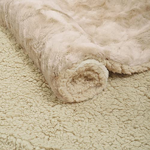 ST. BRIDGE Faux Fur Throw Blanket, Super Soft Lightweight Shaggy Fuzzy Blanket Elegant with Reversible Warm Cozy Plush Fluffy Decorative Blanket for Couch, Bed, Chair(65"x50", Ivory)