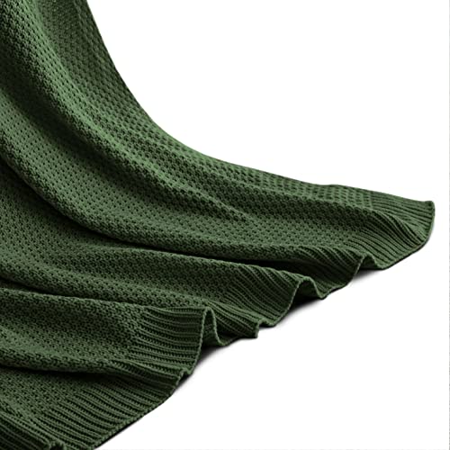 Eychei Olive Green Cable Knit Throw Blanket 50" x 60" Soft Cozy Knitted Throw Blanket, Lightweight Warm Decorative Sofa Knit Bed Blankets