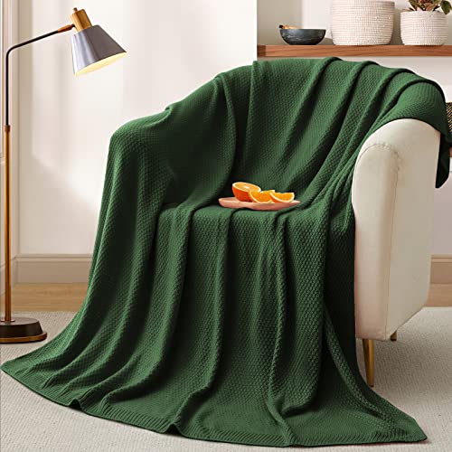 Eychei Olive Green Cable Knit Throw Blanket 50" x 60" Soft Cozy Knitted Throw Blanket, Lightweight Warm Decorative Sofa Knit Bed Blankets