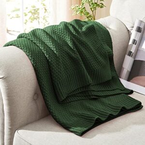 Eychei Olive Green Cable Knit Throw Blanket 50" x 60" Soft Cozy Knitted Throw Blanket, Lightweight Warm Decorative Sofa Knit Bed Blankets