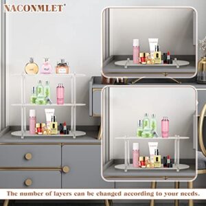 Naconmlet 3 Tier Bathroom Organizer Countertop,Acrylic Bathroom Counter Organizer Skincare Organizer Vanity Tray for Perfume Lotion Cosmetic(White)