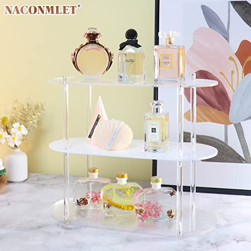 Naconmlet 3 Tier Bathroom Organizer Countertop,Acrylic Bathroom Counter Organizer Skincare Organizer Vanity Tray for Perfume Lotion Cosmetic(White)