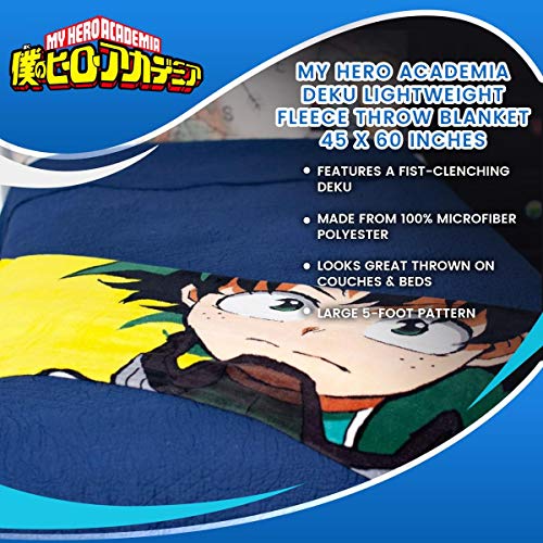 JUST FUNKY My Hero Academia Deku Fleece Throw Blanket 45 x 60 Inches