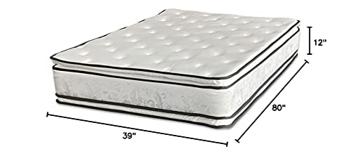 Nutan, 12-Inch Medium Plush Double Sided Pillowtop Innerspring Mattress, Twin XL