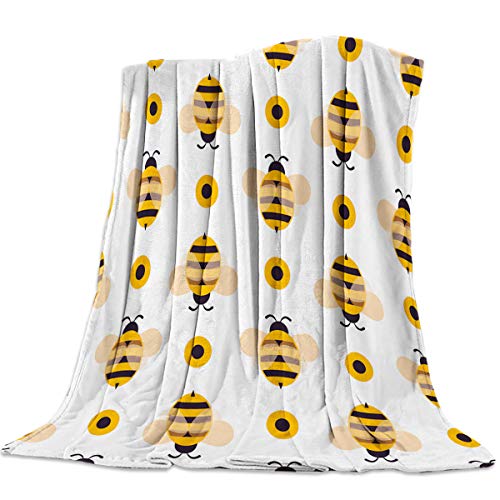 Lightweight Flannel Traveling Throw Blanket Blankets Cartoon Bumble Big Honey Bee Blankets/Bedcovers/Bedspread/Throws for Couch Bed 49x79inch