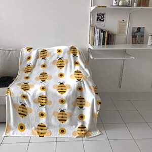 Lightweight Flannel Traveling Throw Blanket Blankets Cartoon Bumble Big Honey Bee Blankets/Bedcovers/Bedspread/Throws for Couch Bed 49x79inch