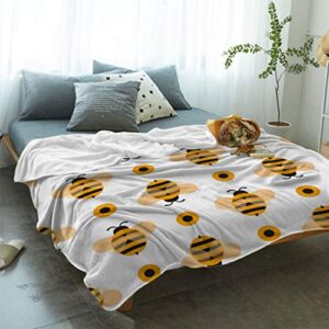 Lightweight Flannel Traveling Throw Blanket Blankets Cartoon Bumble Big Honey Bee Blankets/Bedcovers/Bedspread/Throws for Couch Bed 49x79inch