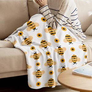 Lightweight Flannel Traveling Throw Blanket Blankets Cartoon Bumble Big Honey Bee Blankets/Bedcovers/Bedspread/Throws for Couch Bed 49x79inch