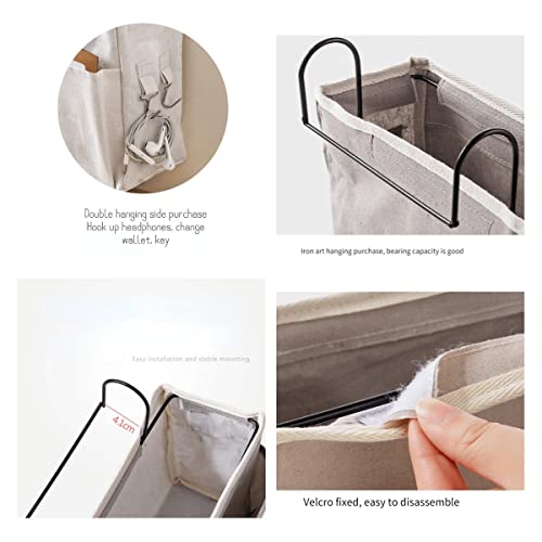 Recreation Bedside Caddy/Bedside Storage Bag Hanging Organizer for Bunk and Hospital Beds Dorm Rooms Bed Rails Can be Placed Glasses,Books Mobile Phones Keys Daily Supplies (2)