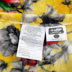 DaDa Bedding Vibrant Tropical Hummingbird Throw Blanket - Sunny Yellow Fleece Bright Super Soft Faux Mink for Sofa or Couch - Cozy & Lightweight - 50" x 60"