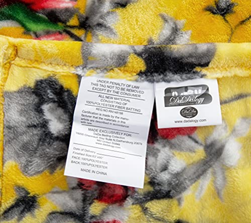 DaDa Bedding Vibrant Tropical Hummingbird Throw Blanket - Sunny Yellow Fleece Bright Super Soft Faux Mink for Sofa or Couch - Cozy & Lightweight - 50" x 60"