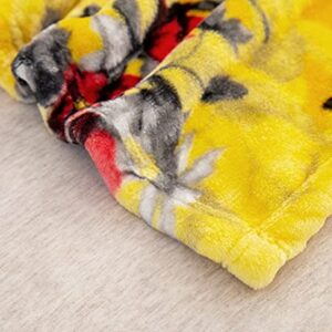 DaDa Bedding Vibrant Tropical Hummingbird Throw Blanket - Sunny Yellow Fleece Bright Super Soft Faux Mink for Sofa or Couch - Cozy & Lightweight - 50" x 60"