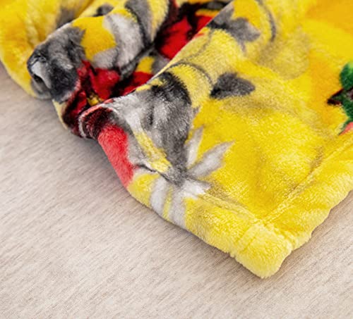 DaDa Bedding Vibrant Tropical Hummingbird Throw Blanket - Sunny Yellow Fleece Bright Super Soft Faux Mink for Sofa or Couch - Cozy & Lightweight - 50" x 60"