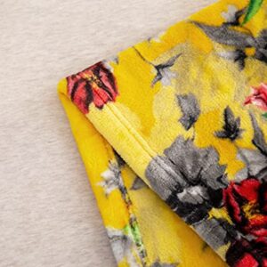 DaDa Bedding Vibrant Tropical Hummingbird Throw Blanket - Sunny Yellow Fleece Bright Super Soft Faux Mink for Sofa or Couch - Cozy & Lightweight - 50" x 60"