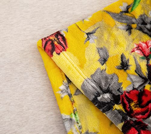 DaDa Bedding Vibrant Tropical Hummingbird Throw Blanket - Sunny Yellow Fleece Bright Super Soft Faux Mink for Sofa or Couch - Cozy & Lightweight - 50" x 60"