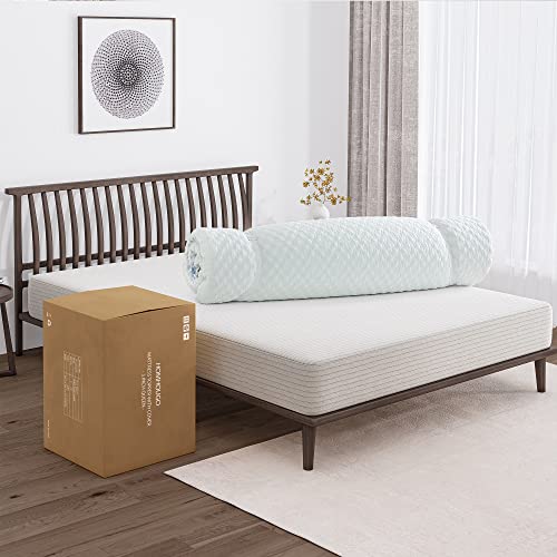 Mattress Topper Queen, Homhougo 3 Inch Green Tea Memory Foam Mattress Topper with Zippered Bamboo Cover, Cloud-Like Soft