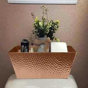 nu steel Copper Finish nusteel Hammered Metal Toilet Tank Tray, Bathroom Countertop Bin, Multipurpose Vanity, Cosmetics Organizer, Perfume Jewelry Makeup Plant