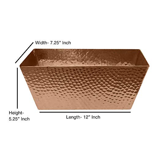 nu steel Copper Finish nusteel Hammered Metal Toilet Tank Tray, Bathroom Countertop Bin, Multipurpose Vanity, Cosmetics Organizer, Perfume Jewelry Makeup Plant