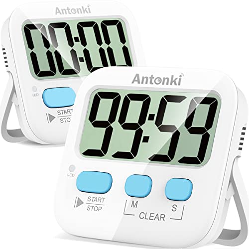 Timer, Timer for Kids, Kitchen Timer, Digital Timer for Cooking, Egg Timer, Magnetic Desk Timers for Teacher, Classroom, Toothbrush, Exercise, Bathroom, Oven, Baking, Table, Productivity - 2 Pack