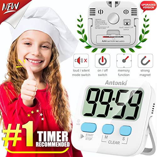 Timer, Timer for Kids, Kitchen Timer, Digital Timer for Cooking, Egg Timer, Magnetic Desk Timers for Teacher, Classroom, Toothbrush, Exercise, Bathroom, Oven, Baking, Table, Productivity - 2 Pack