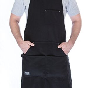 Hudson Durable Goods - Professional Grade Chef Apron - Black - 100% Cotton