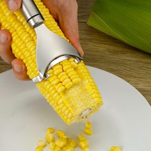 corn peeler stainless stee corn cob stripper tool corn thresher from the cob, removes corn kernels from corn cobs in seconds, kitchen gadget