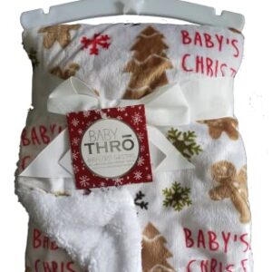 Thro Micromink Decorative Christmas Baby Throw Blanket, 30" x 40" (Ginny Gingerbread Man)