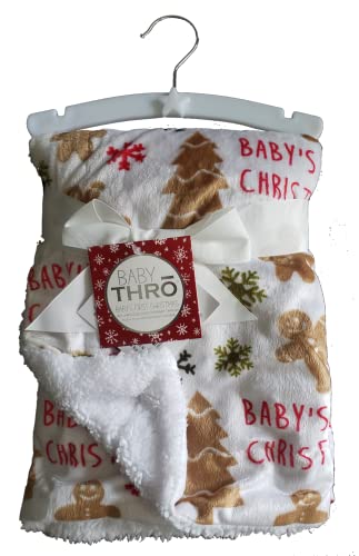 Thro Micromink Decorative Christmas Baby Throw Blanket, 30" x 40" (Ginny Gingerbread Man)