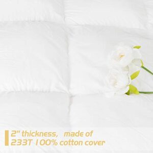 ZENY Mattress Topper Queen Size Overfilled Down Alternative Fiber Deep Fits 6'' - 21'', Cotton Top Pillow Top Plush Durable Premium Hotel Quality