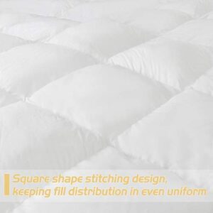 ZENY Mattress Topper Queen Size Overfilled Down Alternative Fiber Deep Fits 6'' - 21'', Cotton Top Pillow Top Plush Durable Premium Hotel Quality