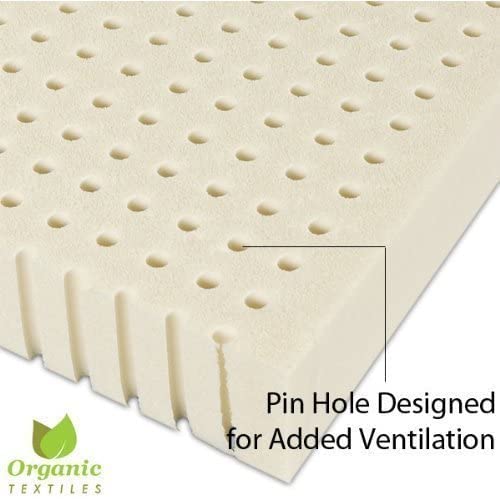 OrganicTextiles 2” Inch Organic Latex Mattress Topper Pad [GOLS & GOTS Certified] with Organic Cotton Cover Protector (Twin Size, Soft), Superior Pressure Relief, Soft and Durable, Made in USA