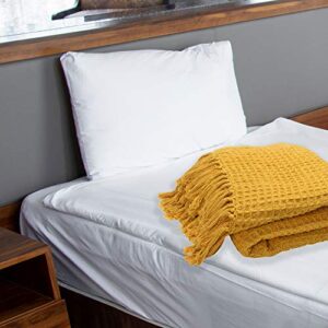 Shop LC Yellow Mustard Honeycomb Pattern Blanket Cotton Throw Blanket Super Soft for Couch Bedroom Size 70"X55"