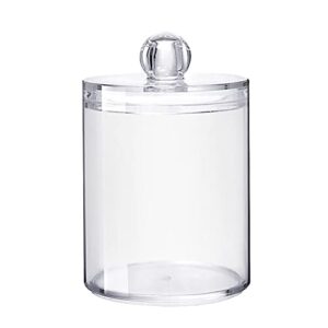 uuyyeo clear round cotton swab holder cotton ball container cotton pad dispenser bathroom storage canister cotton bud organizer