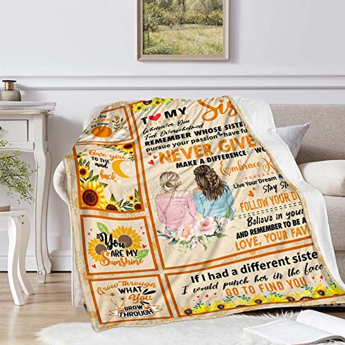 AIYUBOFUN Sister Gifts Blanket for Mothers Day - Sisters Gifts from Sister - Sister Birthday Gifts from Sister - Gifts for Sister from Sisters - Gift for Sister Throw Blanket 60" x 50"