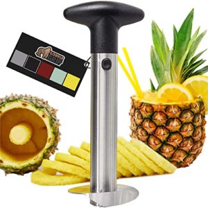 gorilla grip pineapple corer, easy to use bpa free peeler, rust resistant reinforced stainless steel sharp blades, fruit slicer tool, detachable handle, kitchen essentials, core twist remover, black