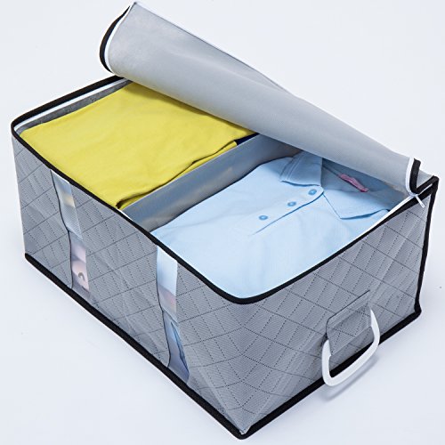 1Storage Charcoal Fiber Clothing Organizer Bag, 2Cells, Carry Handles, Grey 902-1