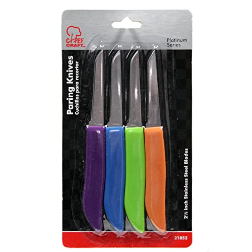 Chef Craft Select Paring Knife, 2.5 inch blade 6 inches in length 4 piece set, Assorted