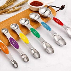 Magnetic Measuring Spoons Set of 6 Stainless Steel Dual Sided Stackable Teaspoon for Measuring Dry and Liquid Ingredients