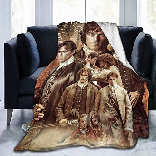 Outlander Jamie Fraser Collage Blanket Soft Flannel Warm Fuzzy Blanket for Couch Office Picnic Travel Best Friend Memorial Birthday Gifts for Kids Adults Throw Blankets 50"x40" Inch