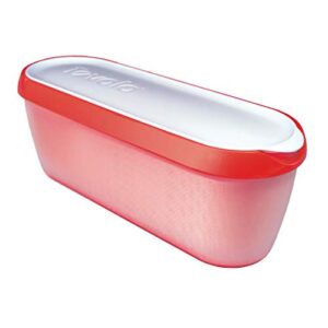 tovolo glide-a-scoop ice cream tub reusable container with non-slip base, stackable on freezer shelves, bpa-free, 1.5 quart, strawberry sorbet